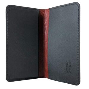 Oberon Design Cloud Dragon Embossed Genuine Leather Checkbook Cover, 3.5x6.5 Inches, Red, Made in the USA