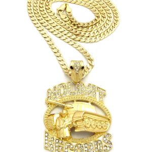 New Iced Out No Limit Records Pendant Dia-Cut Cuban Chain Necklace XZP25CDC (Gold)