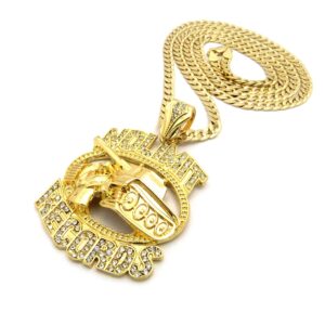 New Iced Out No Limit Records Pendant Dia-Cut Cuban Chain Necklace XZP25CDC (Gold)