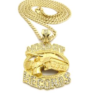 New Iced Out No Limit Records Pendant Dia-Cut Cuban Chain Necklace XZP25CDC (Gold)