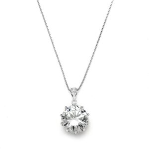 mariell dramatic 5 ct. ½ round-cut cz solitaire pendant necklace - bold brides or bridesmaids jewelry