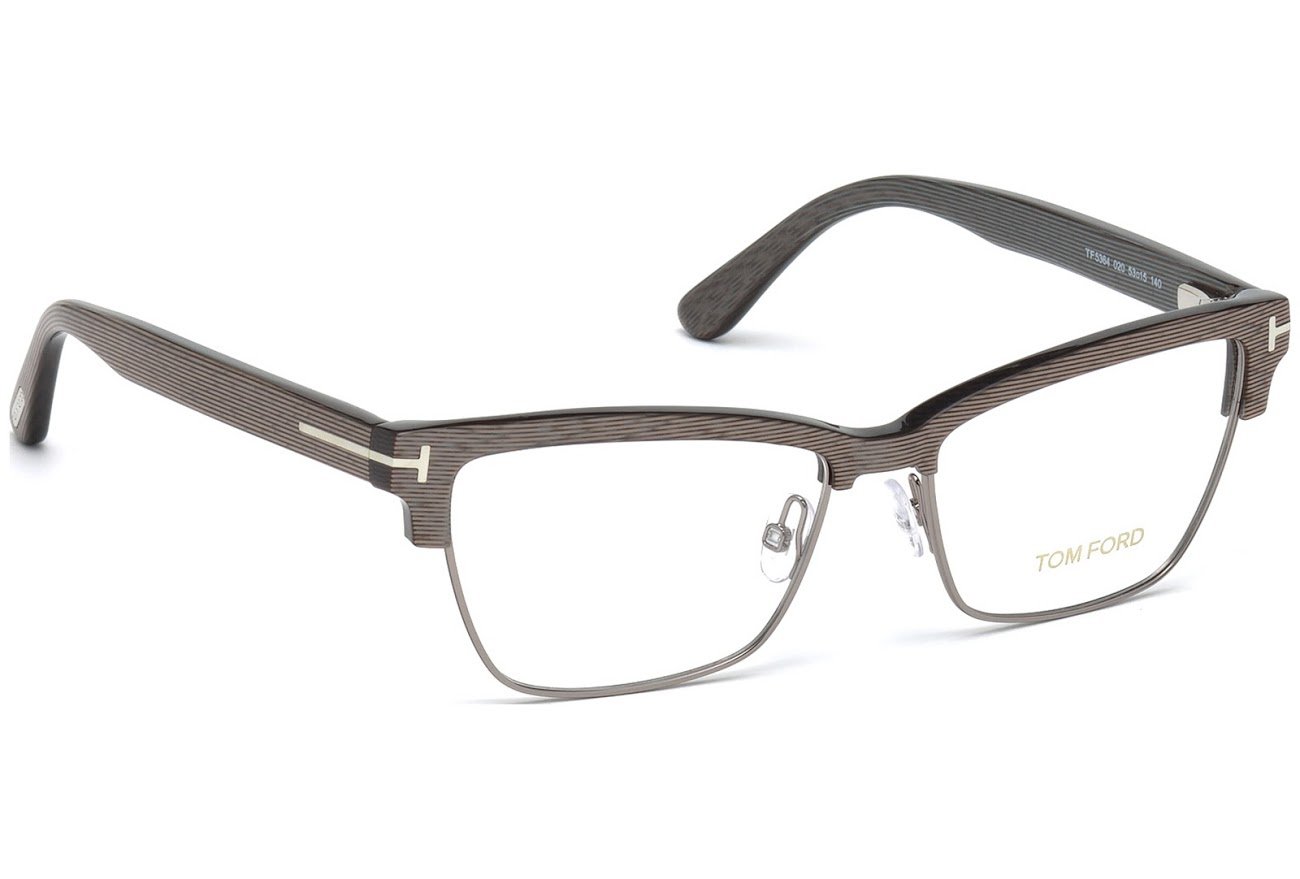 Tom Ford TF5364 Rectangular Eyeglasses FT5364 (020 Chalkstripe Gray/Palladium, 53)