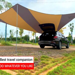 Hasika Camping Tent Tarp Extremely Large Canopy with 4 Poles Ripstop Sun Shelter Rainly for SUV Truck Picnic Activities