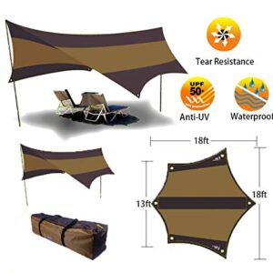 Hasika Camping Tent Tarp Extremely Large Canopy with 4 Poles Ripstop Sun Shelter Rainly for SUV Truck Picnic Activities