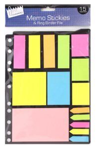 just stationery memo stickies on ring binder mount