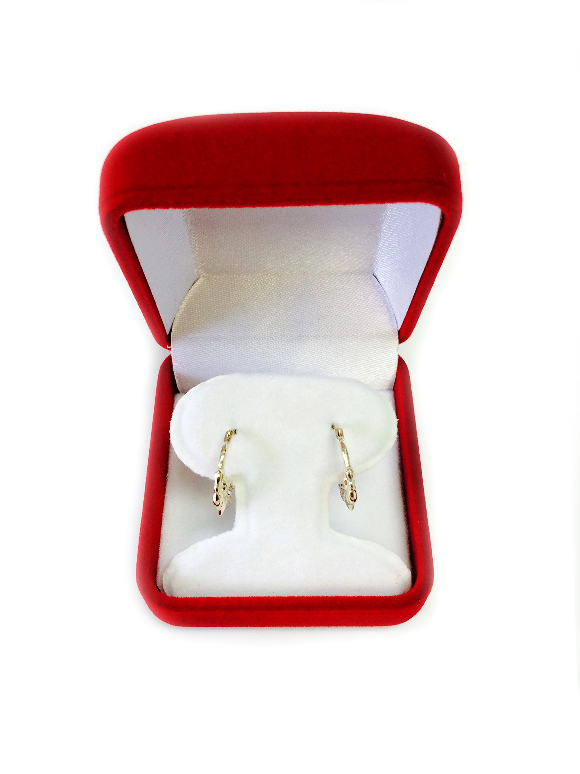 10k Yellow Gold Shiny Claddagh Design Hoop Earrings, Diameter 15mm