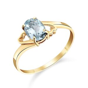 galaxy gold gg 14k yellow gold natural aquamarine ring - size 8.0