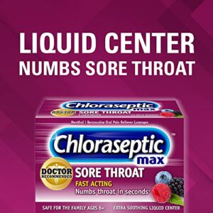 Chloraseptic Max Strength Sore Throat Lozenges, Wild Berries, 15 Count, 1 Pack