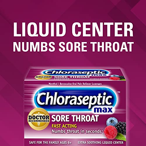 Chloraseptic Max Strength Sore Throat Lozenges, Wild Berries, 15 Count, 1 Pack