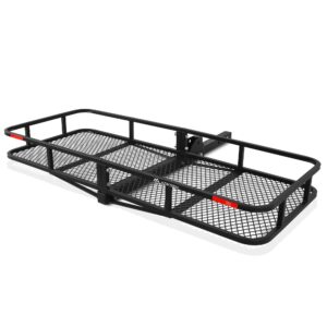 arksen 60 x 25 inch folding cargo rack carrier 500 lbs heavy duty capacity 2 inch receiver luggage basket hitch fold up for suv pickup camping traveling