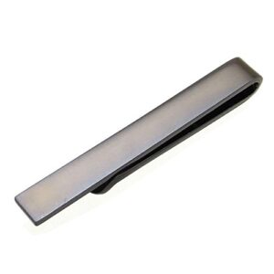 tie clip bar metallic finish - firm hold and perfect for skinny ties (gunmetal)