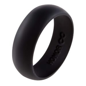 honor eternity ring men silicone ring premium grade wedding-bands for active men, athletes, comfortable fit jet black (jet black, 9)