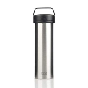 espro – p0 ultralight – single serve french coffee press and lightweight hydration bottle for travel, camping and everyday use, stainless steel, vacuum insulated 16 oz (brushed stainless steel)