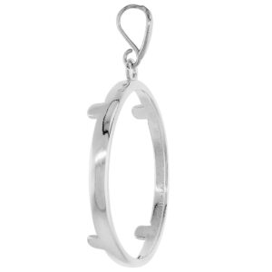 Sterling Silver Half Dollar Bezel 30 mm Coins Prong Back Round Edge 50 Cent Coin NOT Included