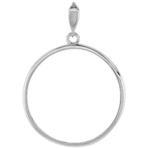 Sterling Silver Half Dollar Bezel 30 mm Coins Prong Back Round Edge 50 Cent Coin NOT Included