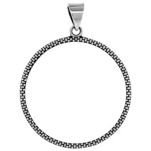 Sterling Silver Illusion Edge Half Dollar Bezel 30 mm Coins Prong Back 50 Cent Coin NOT Included