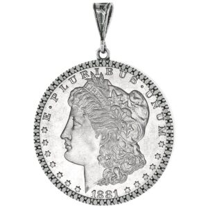 sterling silver dollar bezel 38 mm coins prong back illusion edge mexican olympic one dollar coin not included