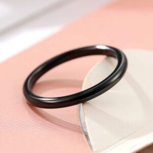 THREE KEYS JEWELRY Black Tungsten Carbide Womens 2mm Wedding Band Ring Polish for Women Engrave Engagement Size 7.5