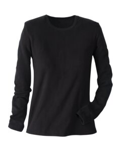 cuddl duds women's fleecewear with stretch crew neck top, black, large