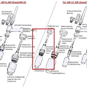 WeldingCity 2-pk Gas Lens Collet Body 45V25 (1/16") for TIG Welding Torch 17, 18 and 26 Series from Weldcraft Lincoln Miller ESAB Weldcraft CK (2-PK)