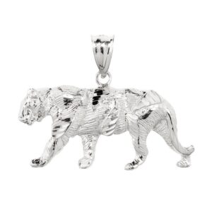 high polished 925 sterling silver tiger pendant