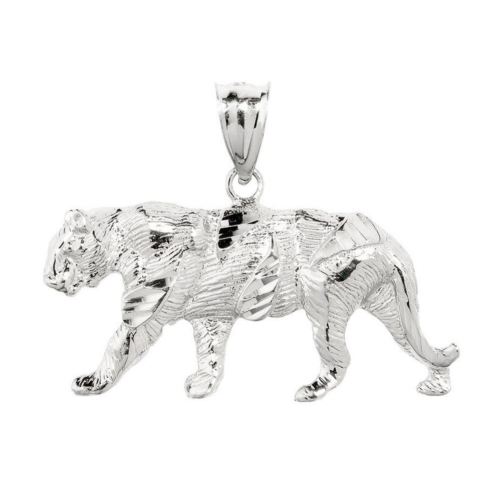 High Polished 925 Sterling Silver Tiger Pendant