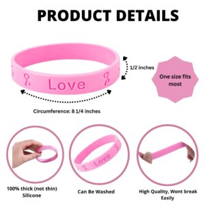 Breast Cancer Awareness Pink Silicone Bracelet - Pink Cancer Survivor Bracelet - Pink Rubber Wristband for Cancer Awareness