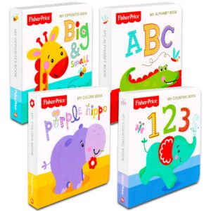 fisher-price "my first books set of 4 baby toddler board books (abc book, colors book, numbers book, opposites book)