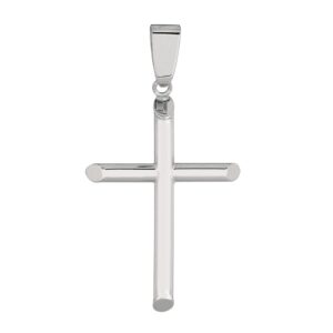 jewelry affairs 14k white gold shiny round tube cross pendant