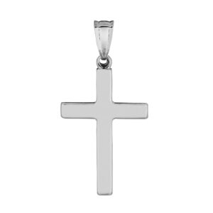 jewelry affairs 14k white gold shiny square unisex cross pendant