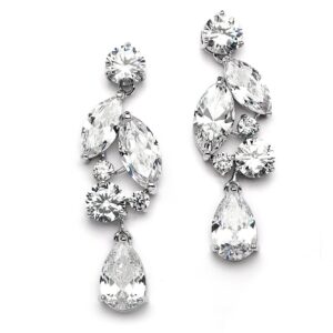 mariell bridal and wedding large statement earring, bold size cubic zirconia crystal jewelry for brides, pageant, prom and mother of the bride