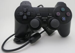 nexilux ps2 controller compatible with sony playstation 2 & ps1 / psone, black