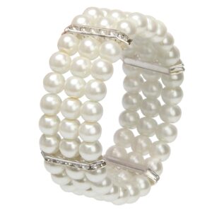 coolrunner ladies 3 rows faux pearls accent off white stretch wrist bracelet jewelry