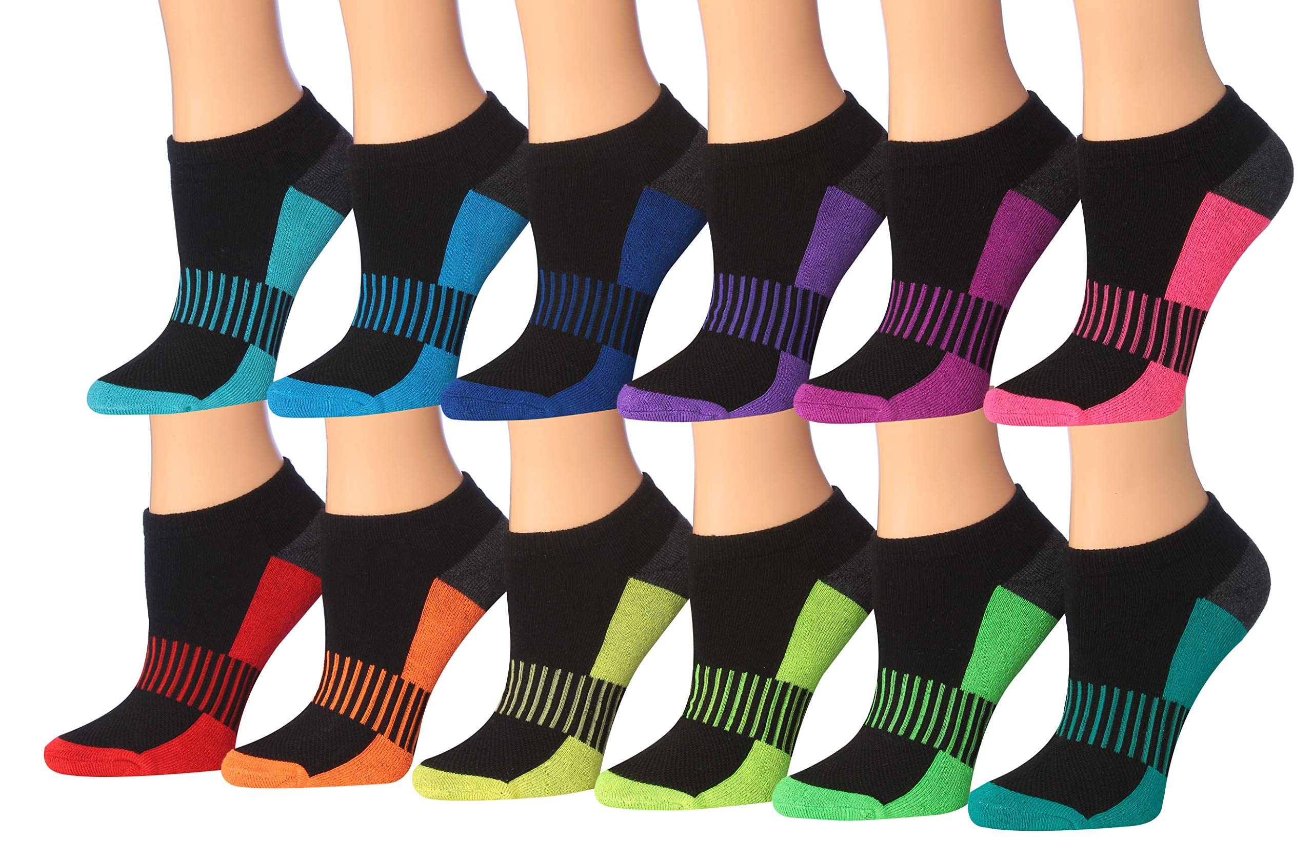 Tipi Toe Colorfut Women's 12-Pairs Low Cut Athletic Sport Peformance Socks WS17