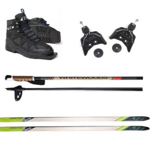 Whitewoods Adult 75mm 3-Pin Cross Country Ski Package, 197cm - Skis, Boots, Bindings, Poles (42, 151-180 lbs.)