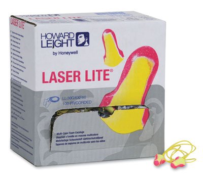 Howard Leight Laser Lite Earplugs - Corded (100 Pairs per Dispenser Box) (1 Dispenser Box) - AB-266-2-82