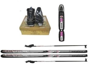 whitewoods adult nnn cross country ski package, 157cm - skis, bindings, boots, poles (40, 90-120 lbs.)