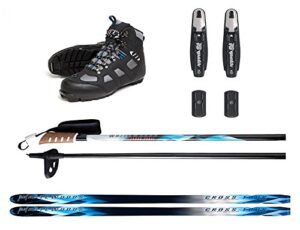 whitewoods adult nnn cross country ski package, 207cm - skis, bindings, boots, poles (48, 180 lbs. & up)