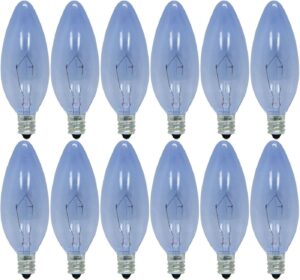 ge lighting 48714 60-watt 490-lumen reveal blunt tip light bulb with candelabra base, 12-pack.