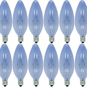 GE Lighting 48714 60-Watt 490-Lumen Reveal Blunt Tip Light Bulb with Candelabra Base, 12-Pack.