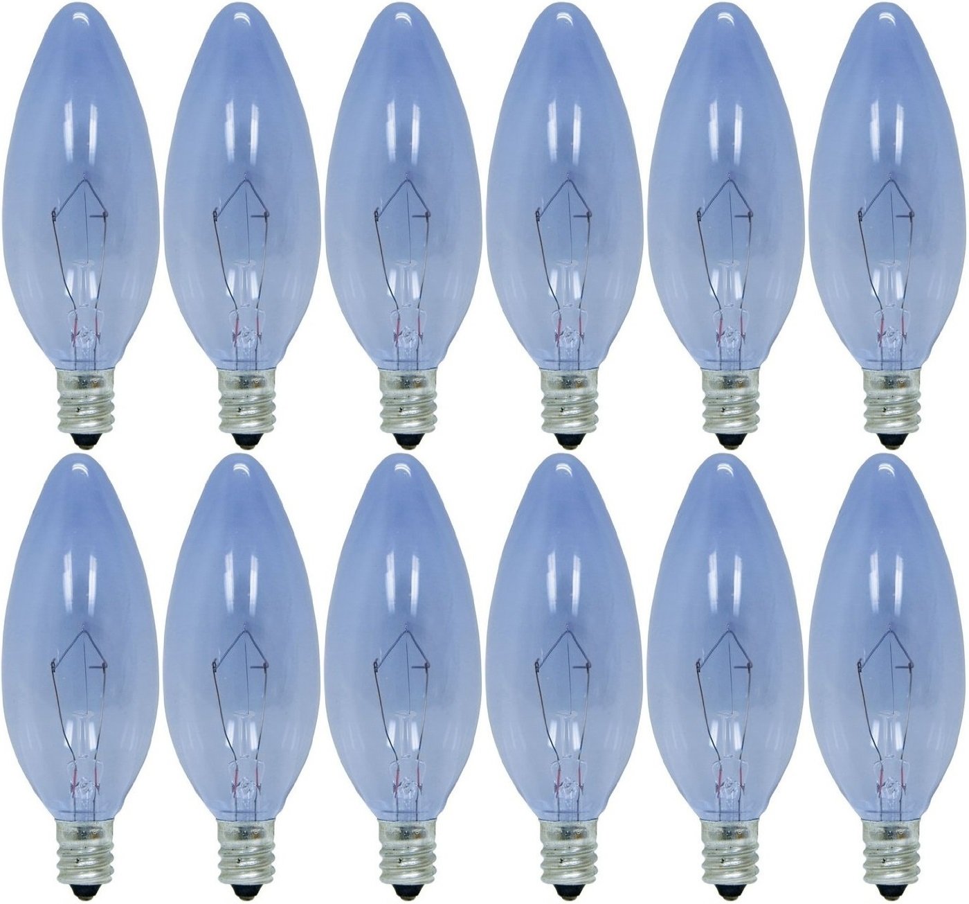 GE Lighting 48714 60-Watt 490-Lumen Reveal Blunt Tip Light Bulb with Candelabra Base, 12-Pack.