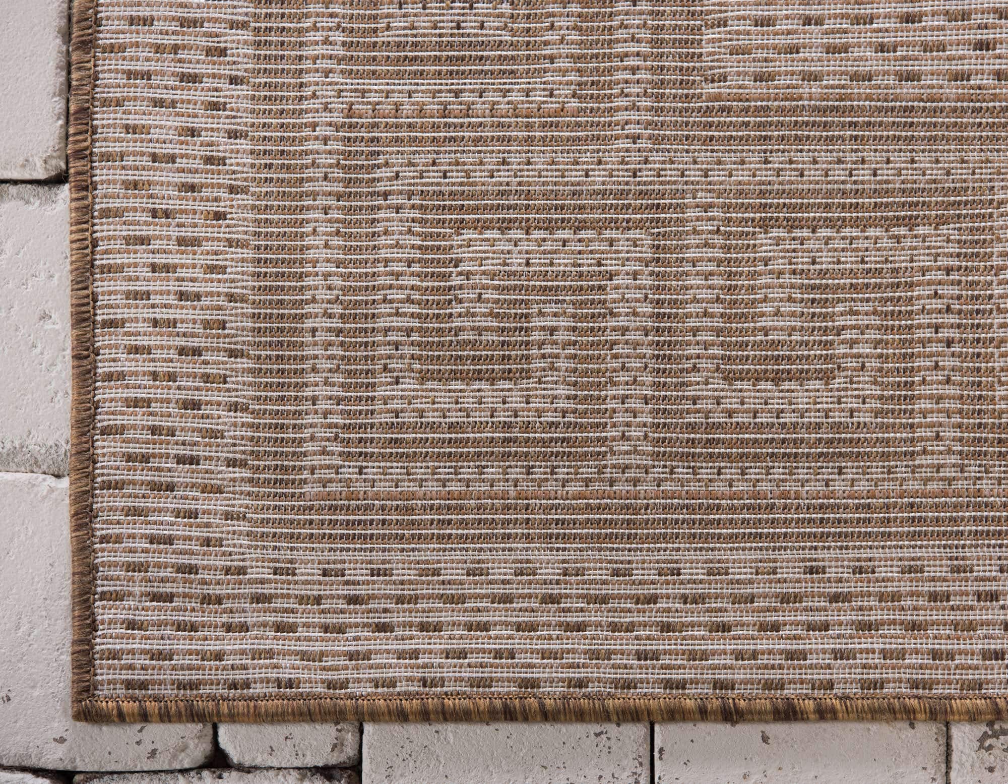 Unique Loom Outdoor Border Collection Area Rug - Greek Key (7' 1" x 10' Rectangle, Brown/ Light Brown)