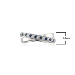 Beyond Brilliance 1/4 Carat Diamond, Pavé-Set 14K White Gold Round Diamond & Blue Sapphire Infinity Band Ring (I-J, I1-I2)