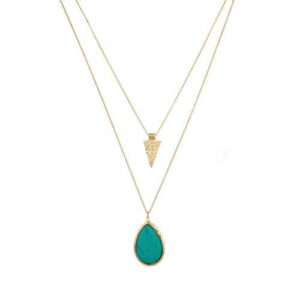 lux accessories turquoise tone stone teardrop arrowhead arrow necklace set