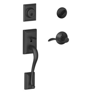 schlage addison single cylinder handleset and right hand accent lever, matte black (f60 add 622 acc rh)