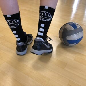 MadSportsStuff Volleyball Logo Crew Socks (Black/Neon Pink, Medium)