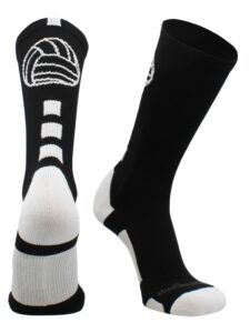 madsportsstuff volleyball logo crew socks (black/white, medium)