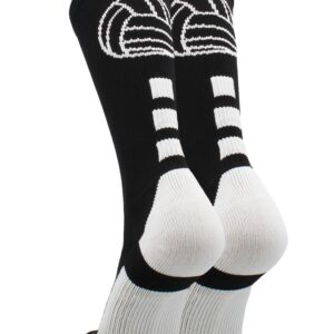 MadSportsStuff Volleyball Logo Crew Socks (Black/White, Medium)