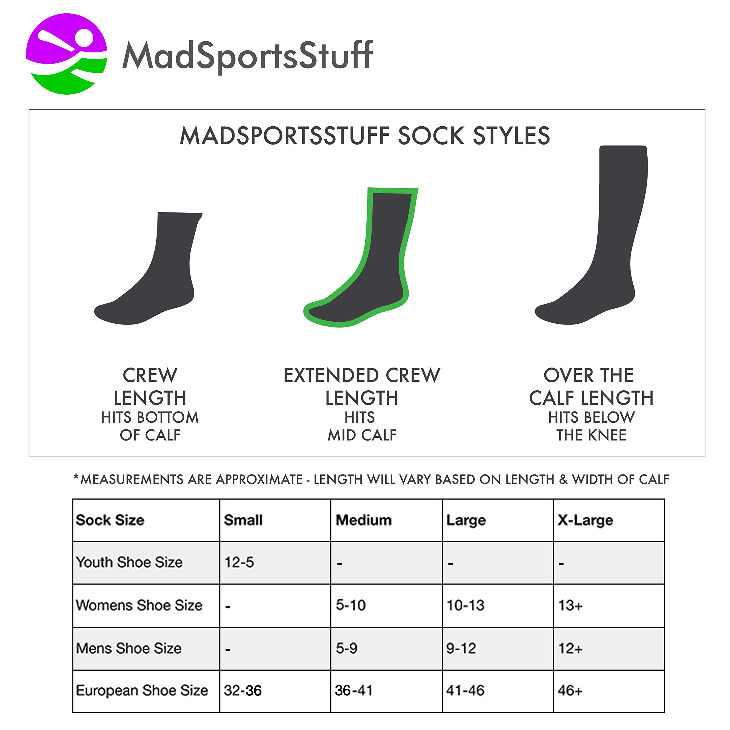 MadSportsStuff Volleyball Logo Crew Socks (Black/White, Medium)