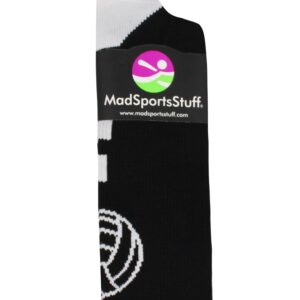 MadSportsStuff Volleyball Logo Crew Socks (Black/White, Medium)